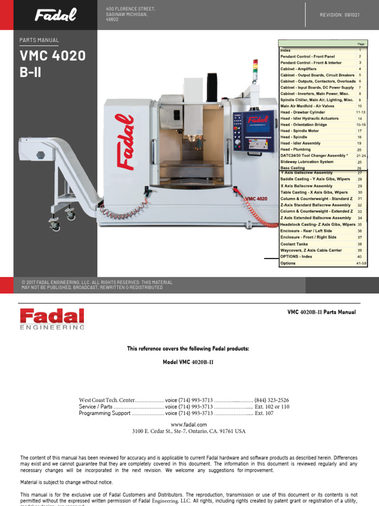 VMC 4020 B 11 Parts Manual | PDF