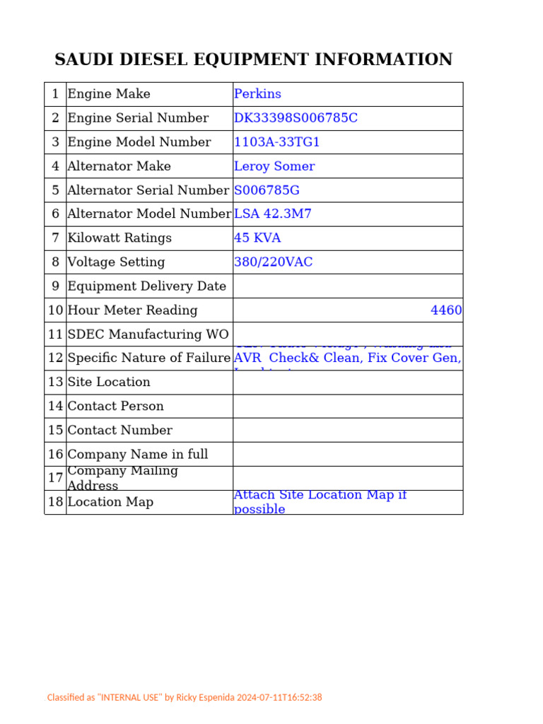 Equipment Information - Gs Application | PDF