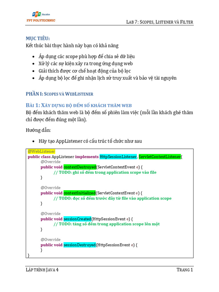 Lab7 - Scopes, Listener - Filter | PDF
