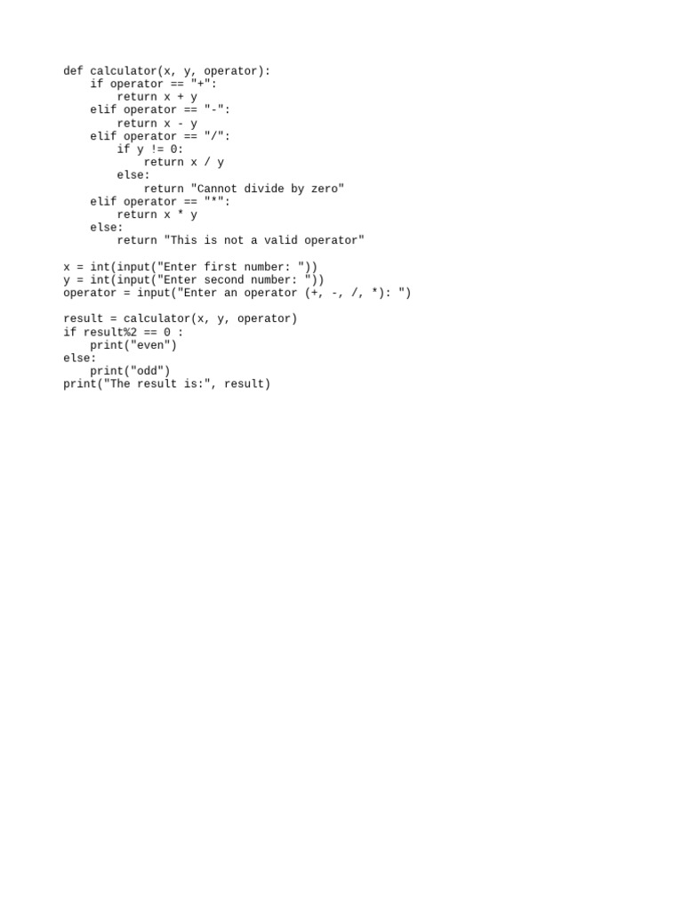 Simple Calculator Function | PDF