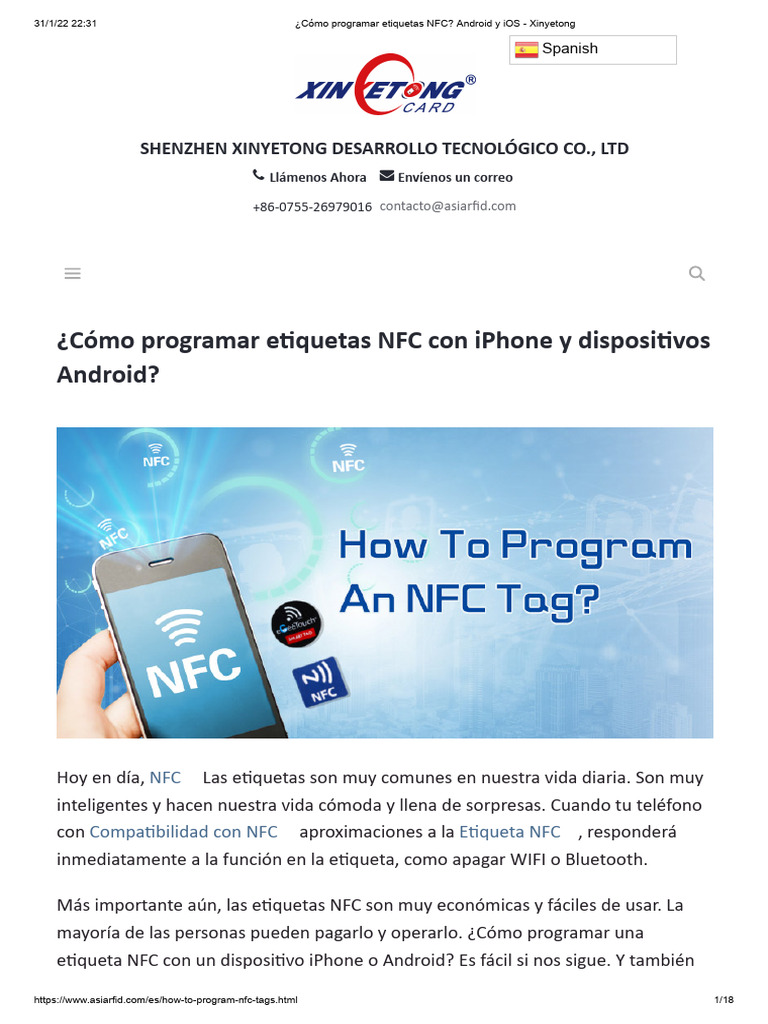 ¿Cómo Programar Etiquetas NFC - Android y iOS - Xinyetong | PDF | Android (sistema operativo) | Ios