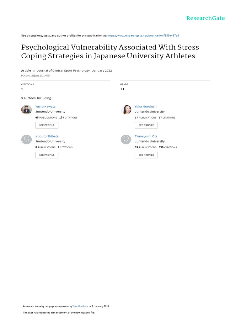 Psychological Vulnerability Associated With Stress | PDF ...