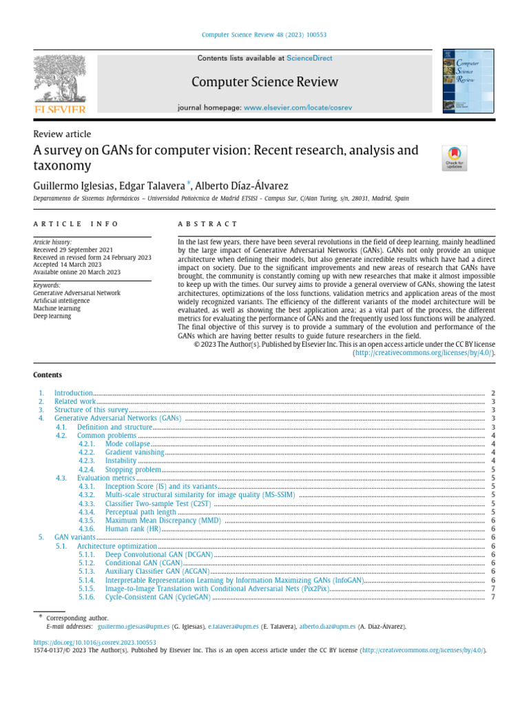 A Survey On GANs For Computer Vision | PDF | Cognitive Science ...