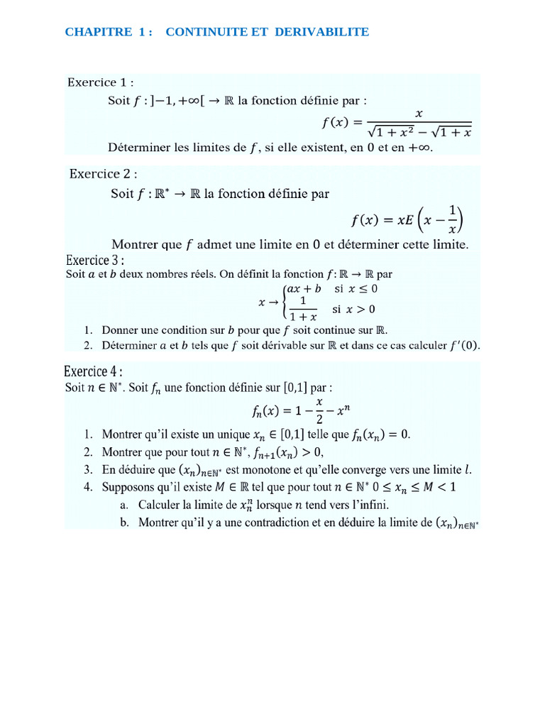 Calculus Exercises & Solutions | PDF