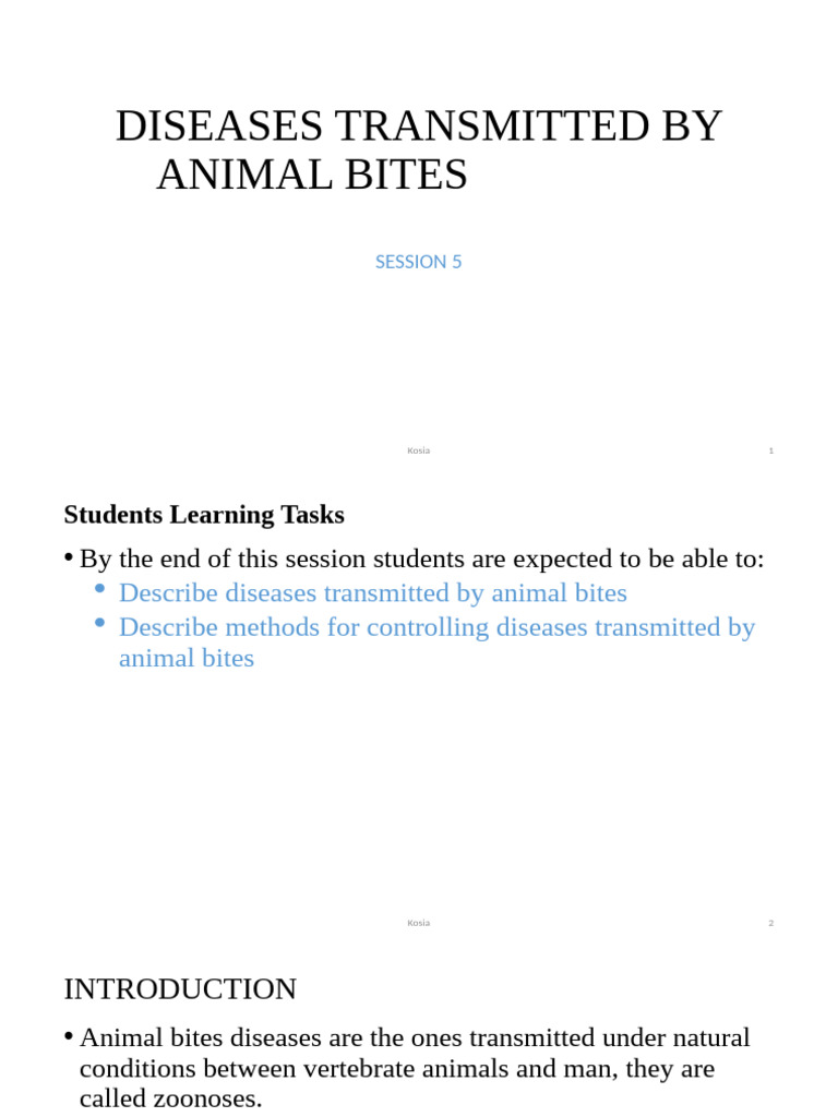 Diseases from Animal Bites: Overview & Control | PDF | Rabies | Anthrax