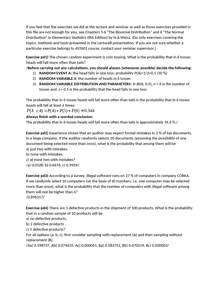 9 Exercises Probability Distributions After Seminar9 v2.15 | PDF ...