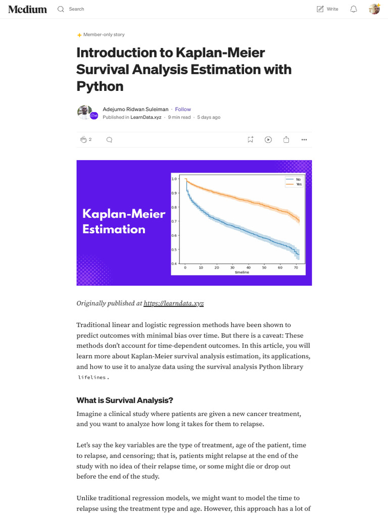 Introduction To Kaplan-Meier Survival Analysis Estimation With P | PDF ...