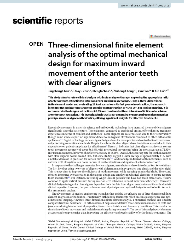Three Dimensional Finite Element Analysis of The Optimal Mechanical ...