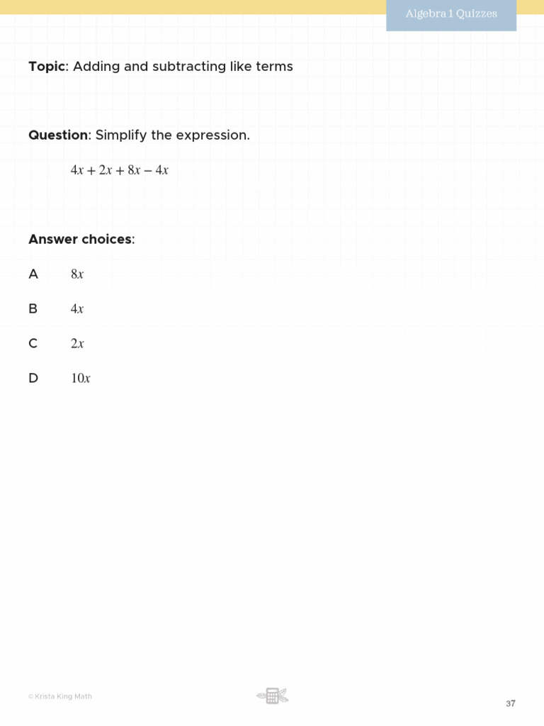 Adding and Subtracting Like Terms | PDF