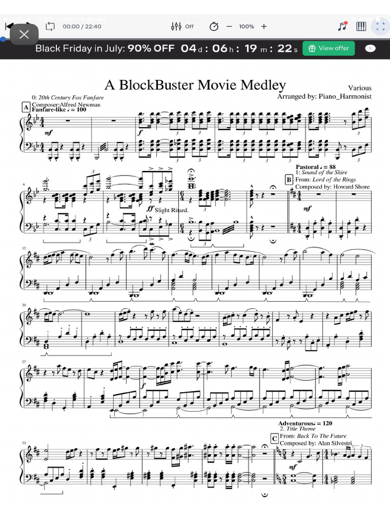 A Blockbuster Movie Medley | PDF