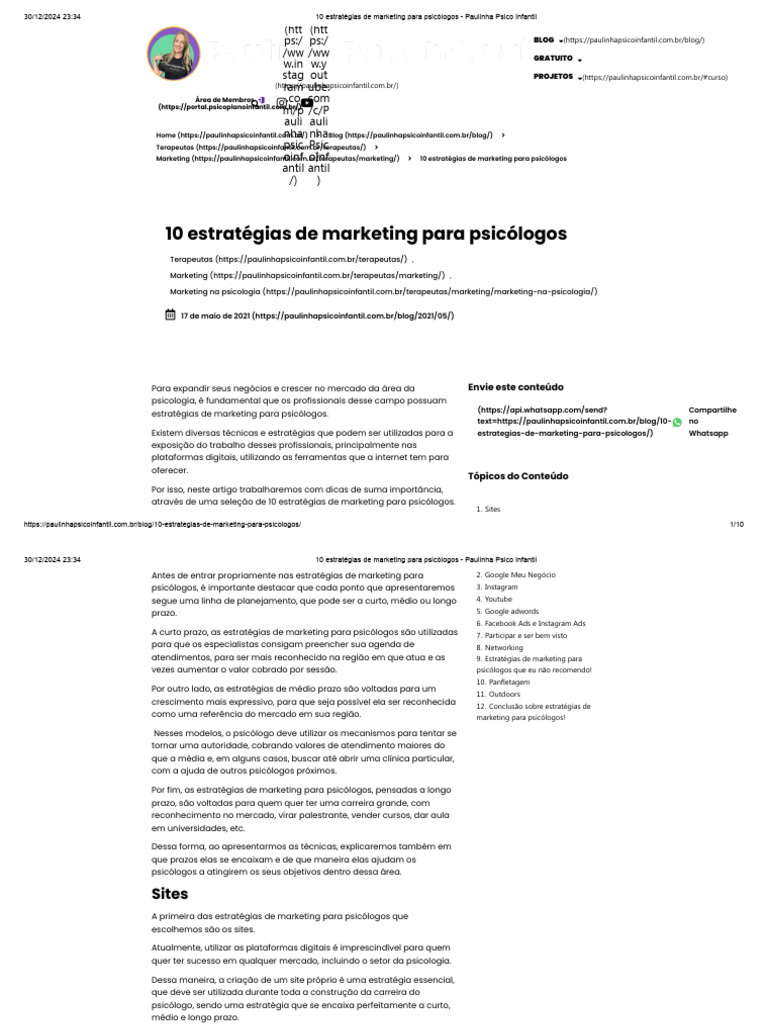 Marketing para Psicólogos: 10 Dicas | PDF | Psicologia | Marketing