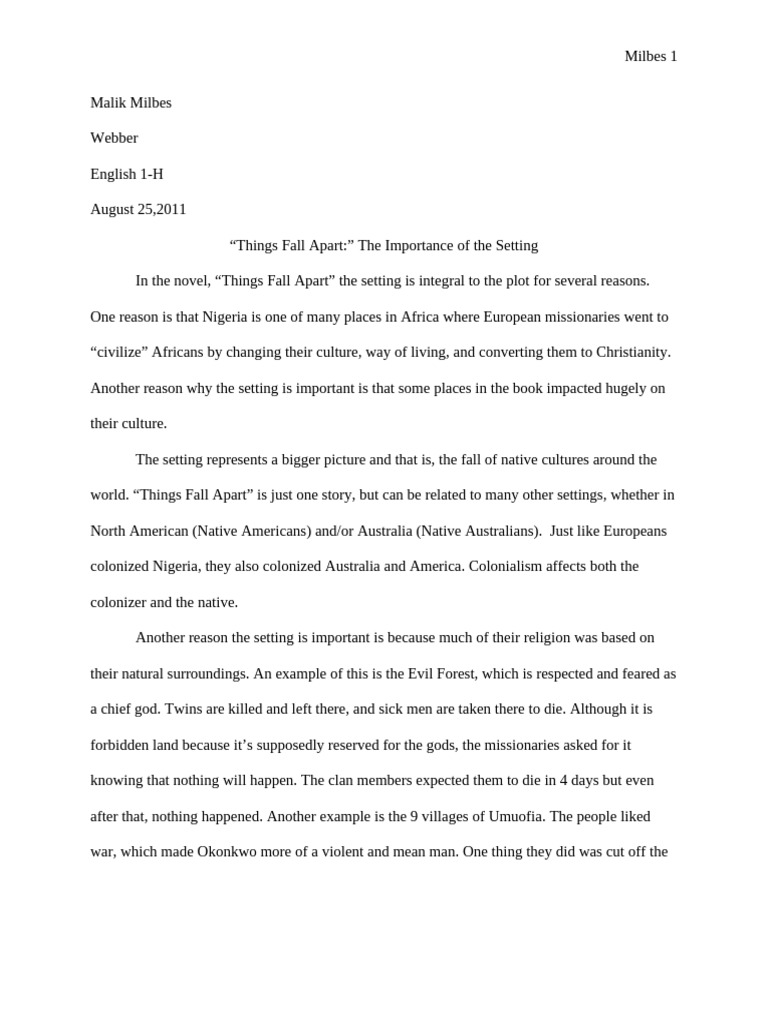 Things Fall Apart Essay | PDF
