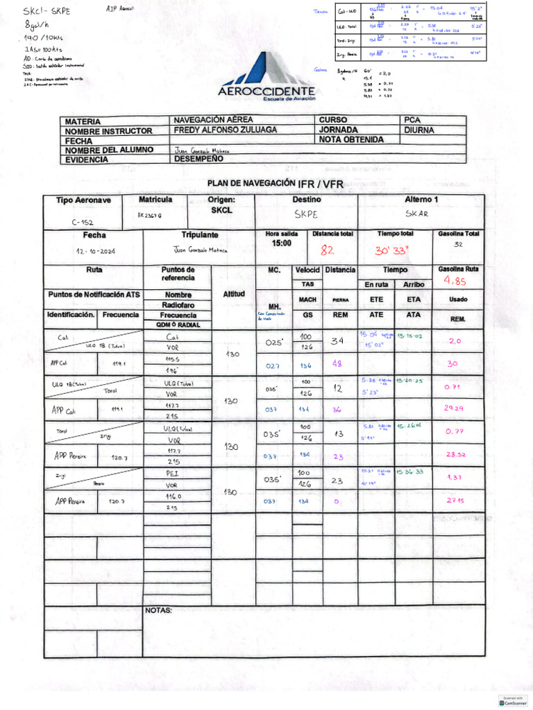 Plan de Vuelo Skpe-skbo Jgm | PDF