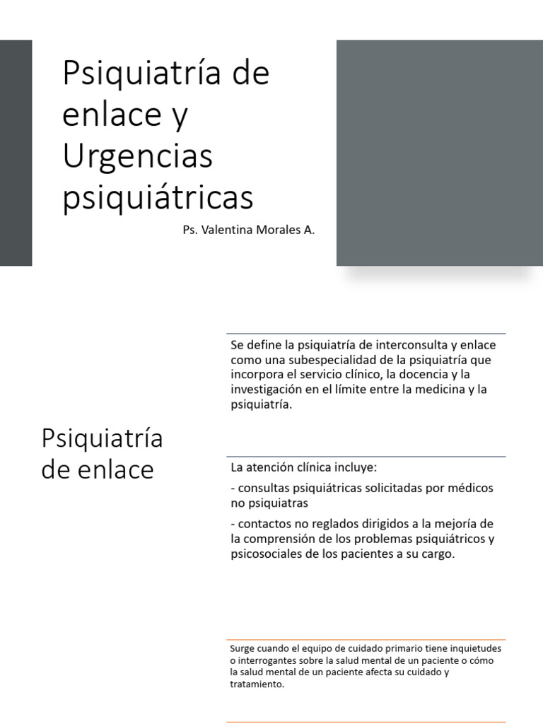 Psiquiatría de Enlace y Urgencia | PDF | Trastorno mental | Psiquiatría