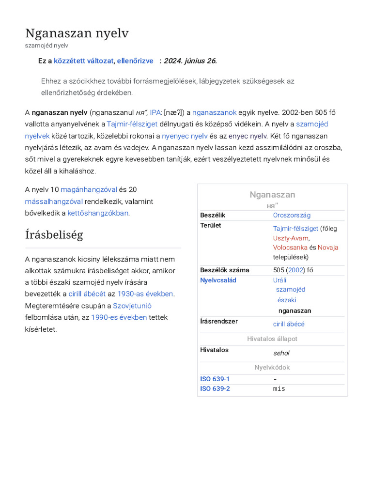 Nganaszan nyelv | PDF