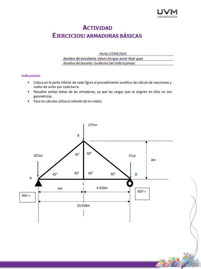Ejercicios de Armaduras Isostáticas | PDF