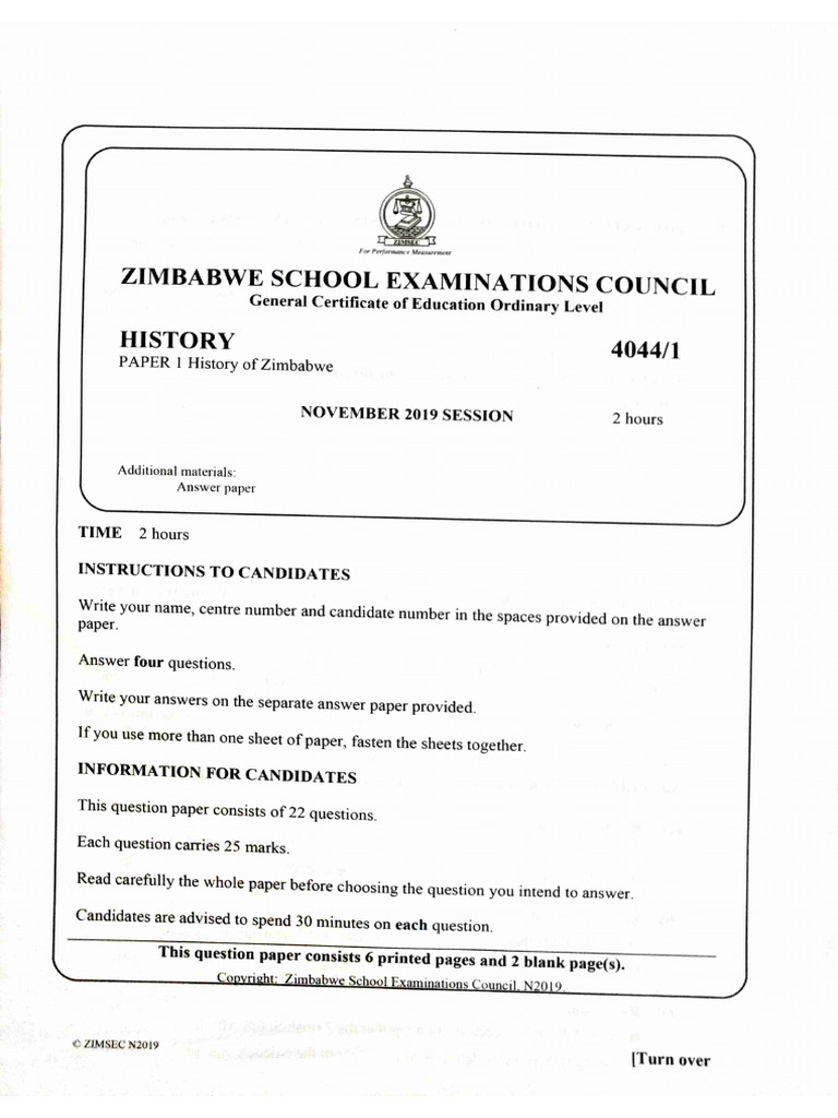 O Level History P1 N2019 | PDF