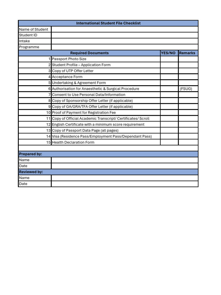 Checklist Files_Intl Students_Admission | PDF