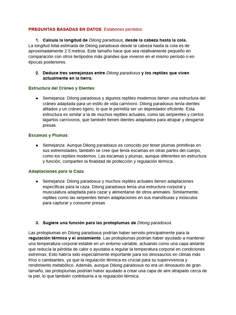 Dilong paradoxus: Características y Evolución | PDF | Reptil | Pluma