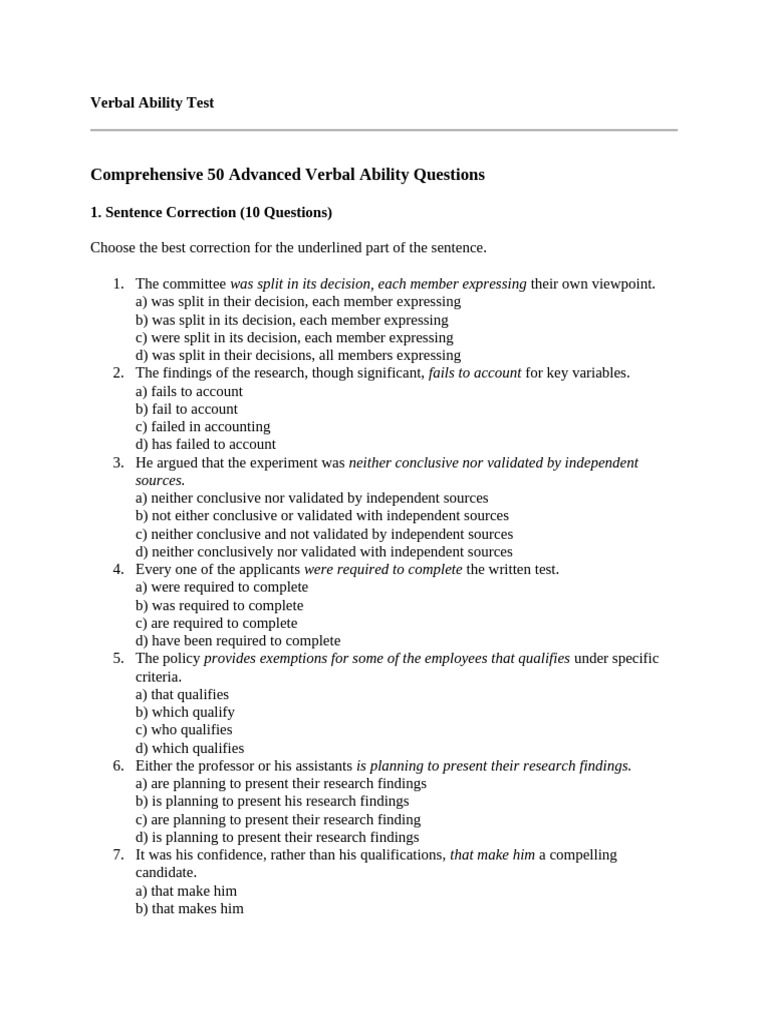 Advanced Verbal Ability Test | PDF | Renewable Energy | Energy Development