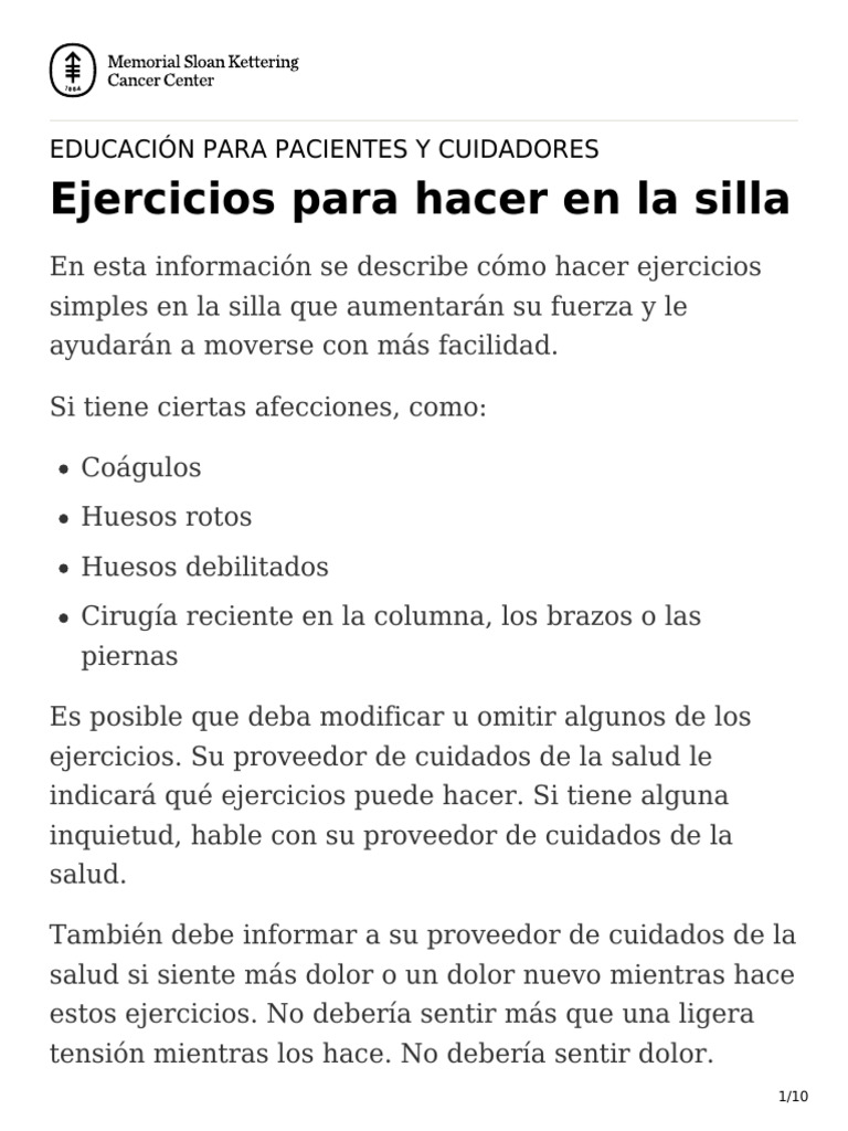 Ejercicios en silla para pacientes | PDF | Nalgas | Anatomía del ...