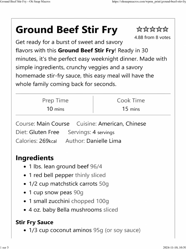 Recipe - Groud Beef Stir Fry | PDF
