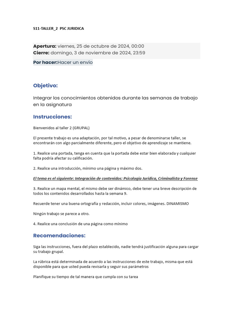 S11 TALLER 2 MAPA MENTAL PSC JURIDICA 3 NOV | PDF