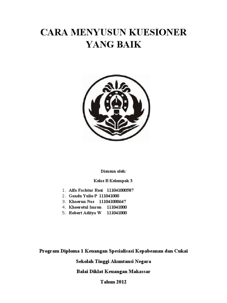 Paper Kuesioner Statistika | PDF | Karier & Perkembangan