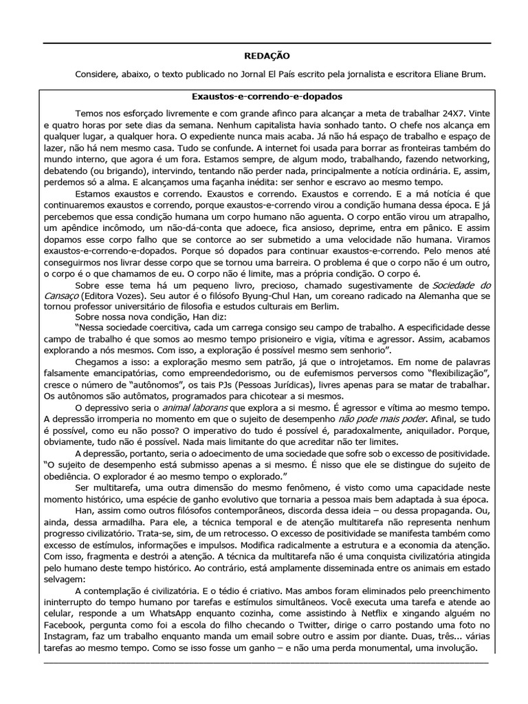 Exaustos e Dopados: Reflexões Modernas | PDF | Tempo
