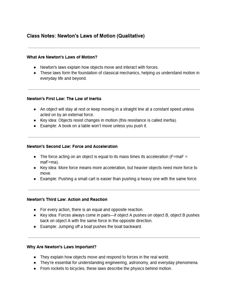 Class Notes - Newton's Laws | PDF