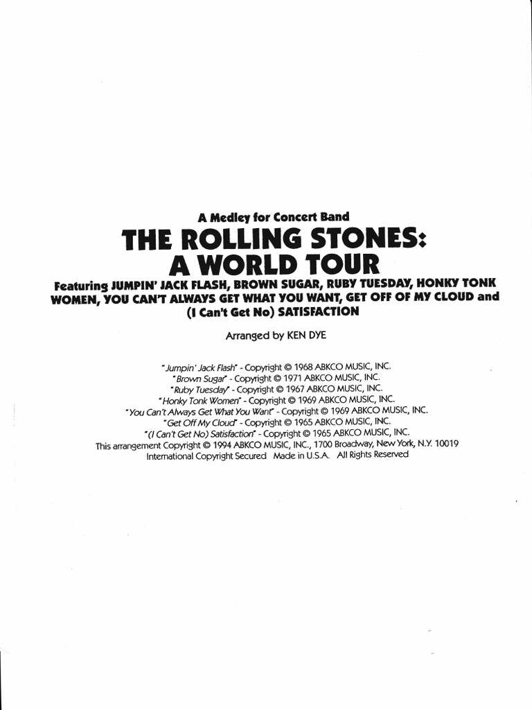The Rolling Stones a World Tour Conductor Score(1) | PDF | Woodwind ...