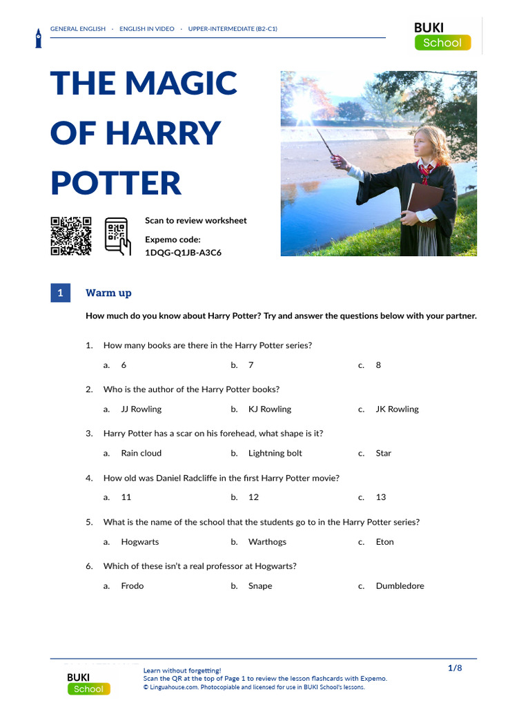 The Magic of Harry Potter British English Teacher | PDF | Harry Potter ...