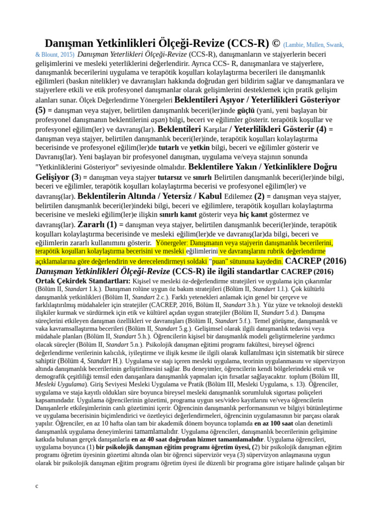 Counselor Competencies Scales (CCS-R) TR | PDF