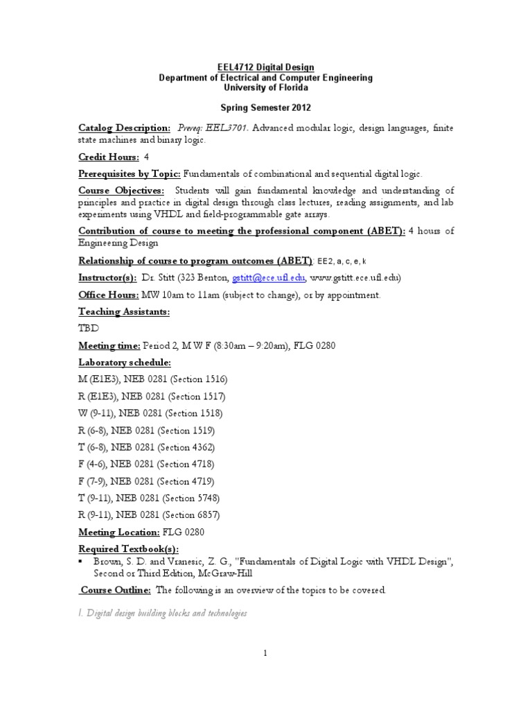 Syllabus | PDF | Logic Synthesis | Field Programmable Gate Array