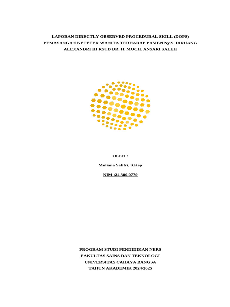 DOPS PEMASANGAN KATETER WANITA Ny. S MULIANA SAFITRI | PDF