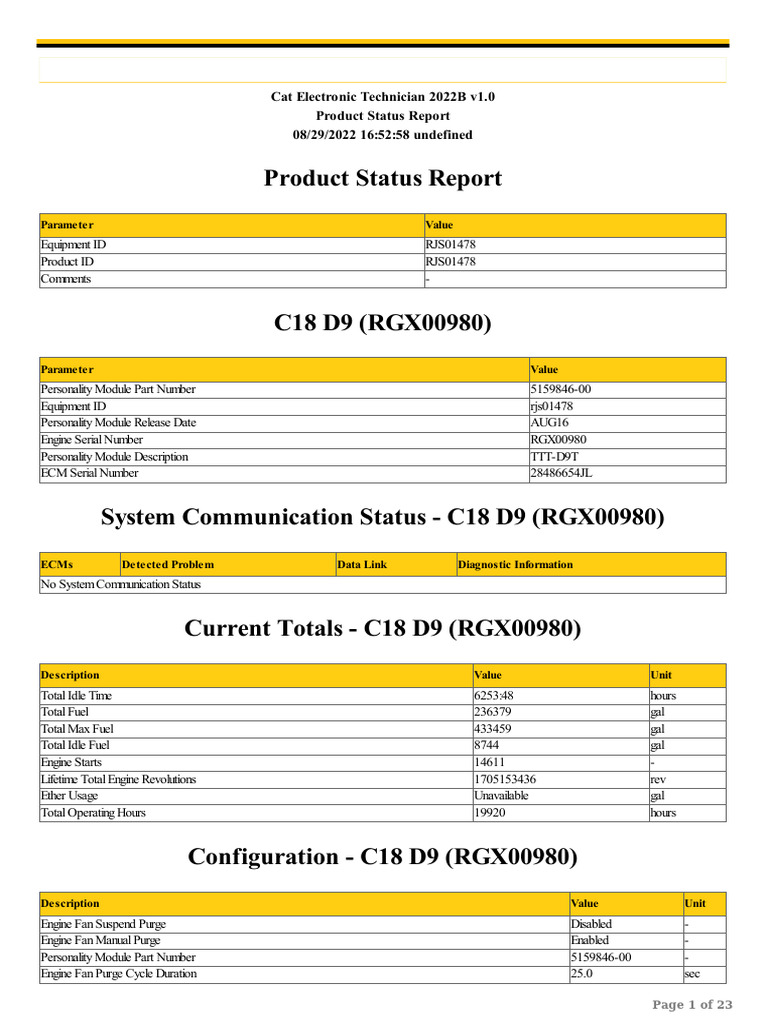 RJS01478 PSRPT 2022-08-29 10.52.58 | PDF | Automatic Transmission | Mechanical Engineering