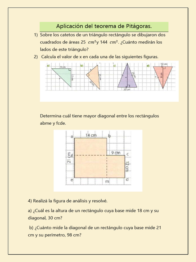 Aplicación Del Teorema de Pitágoras | PDF