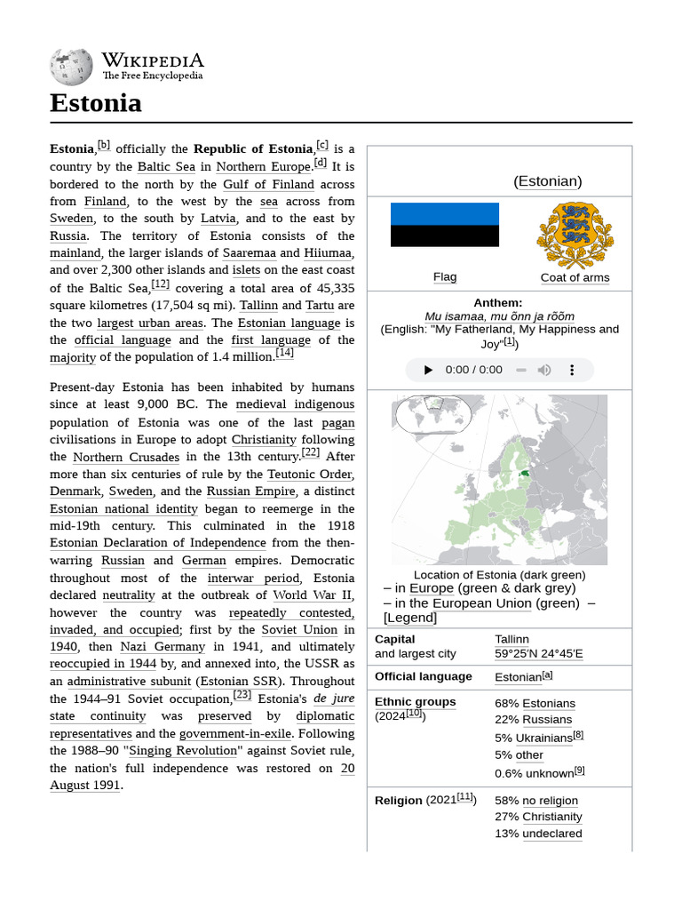 Estonia | PDF | Estonia