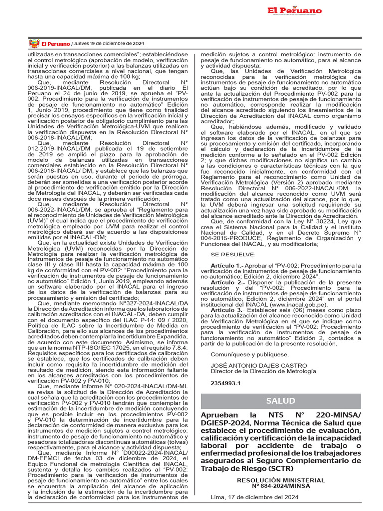 RM 884-2024-MINSA Incapacidad Laboral Accidente SCTR | PDF | Farmacéutico | Seguro