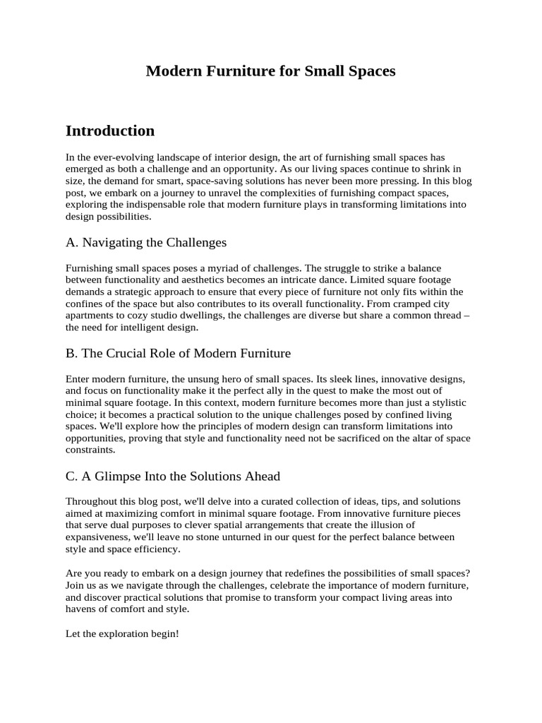 Modern Furniture For Small Spaces | PDF | Furniture | Minimalism