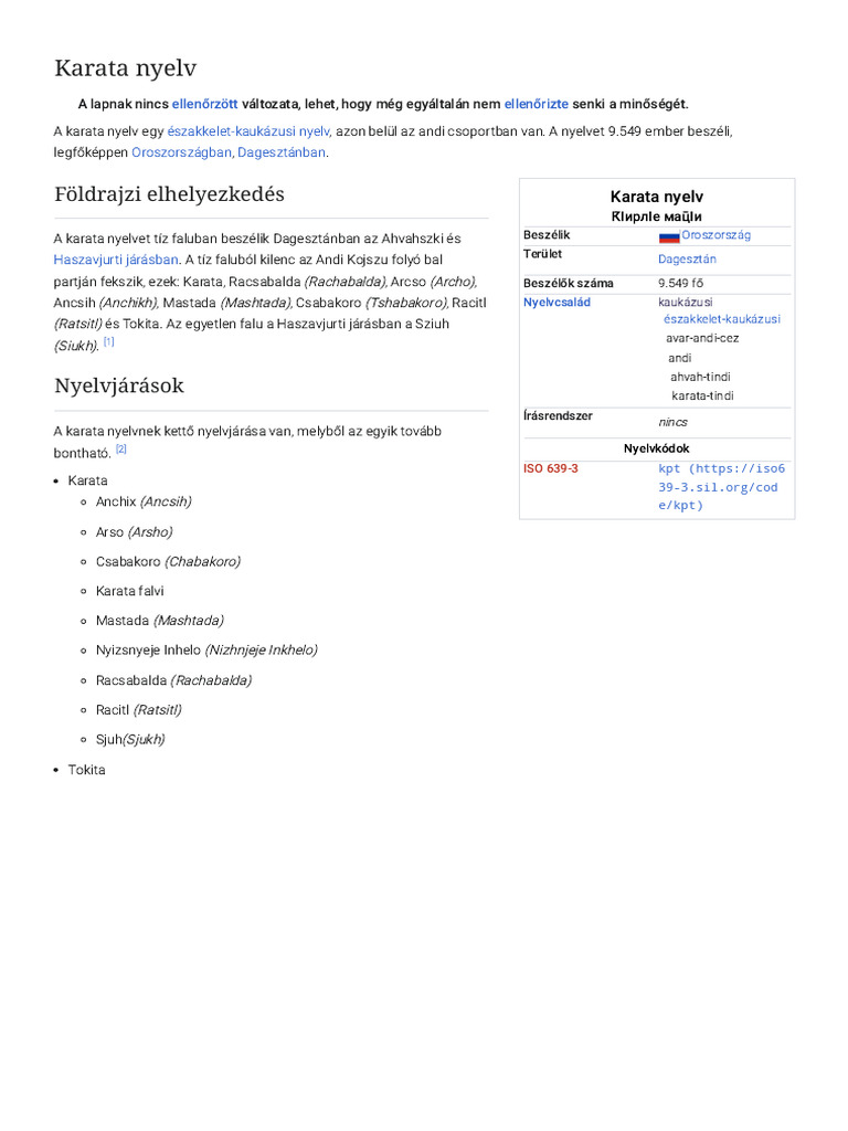 Karata Nyelv | PDF