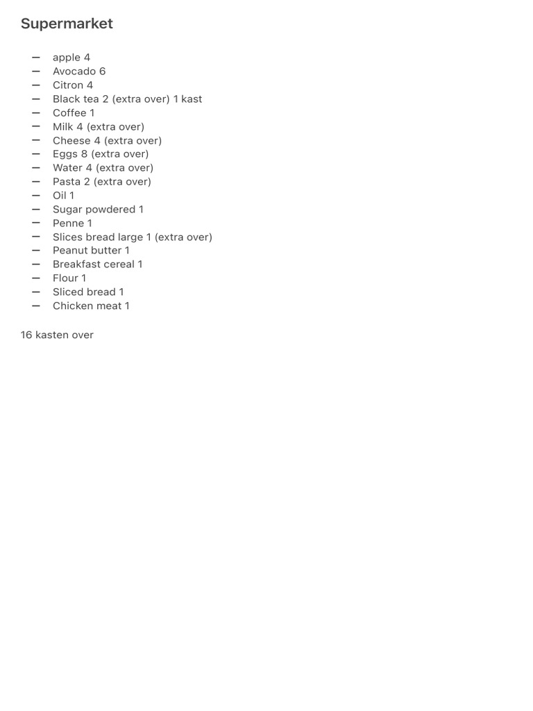 Supermarket Inventory List | PDF