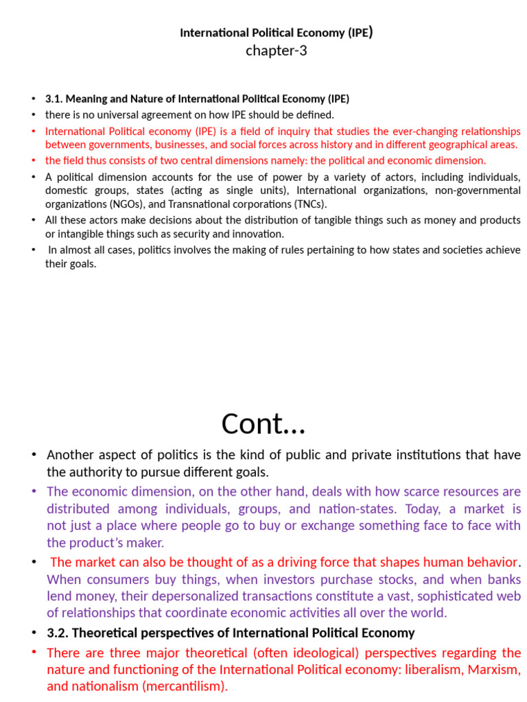International Political Economy Chapter 3, Globalization and ...