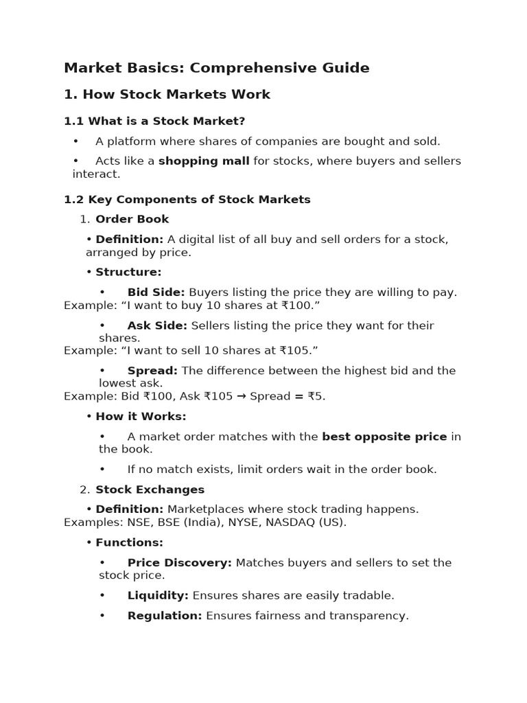 Market Basics | PDF | Order (Exchange) | Stocks