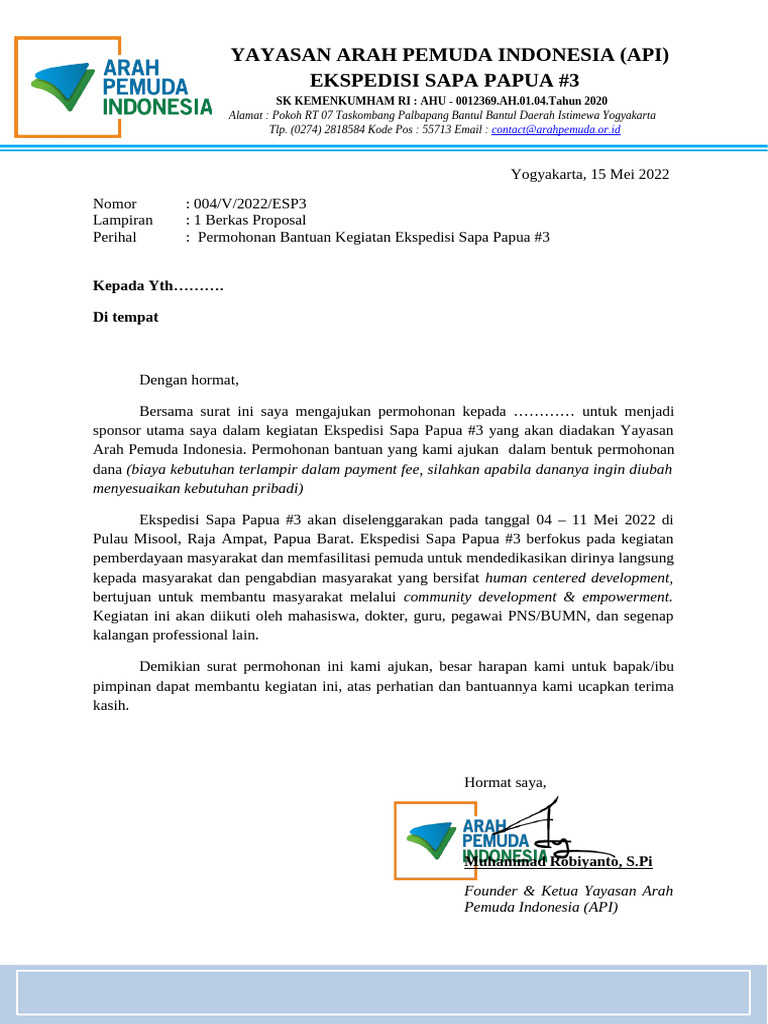 Surat Pengantar Proposal Esp #3 | PDF