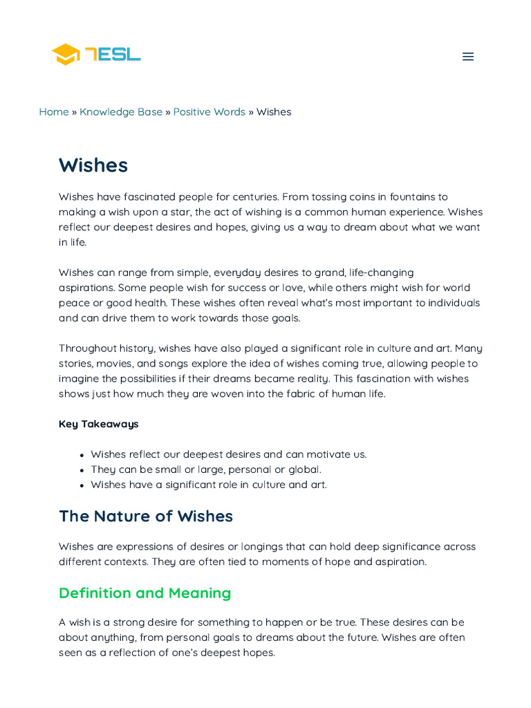 Wishes - 7ESL | PDF | Superstitions | Hope