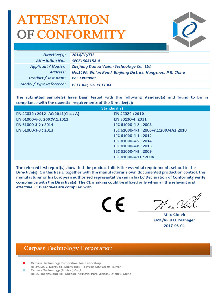 PFT1300 - Certificado CE | PDF