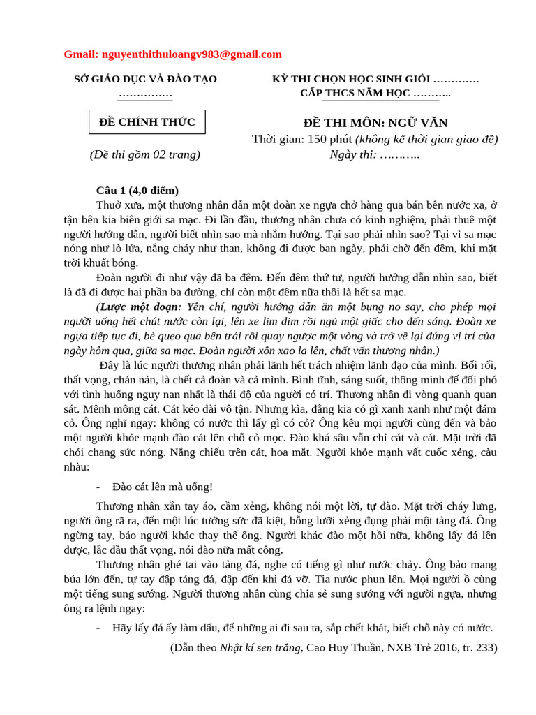 65.D Án HSG 9 | PDF