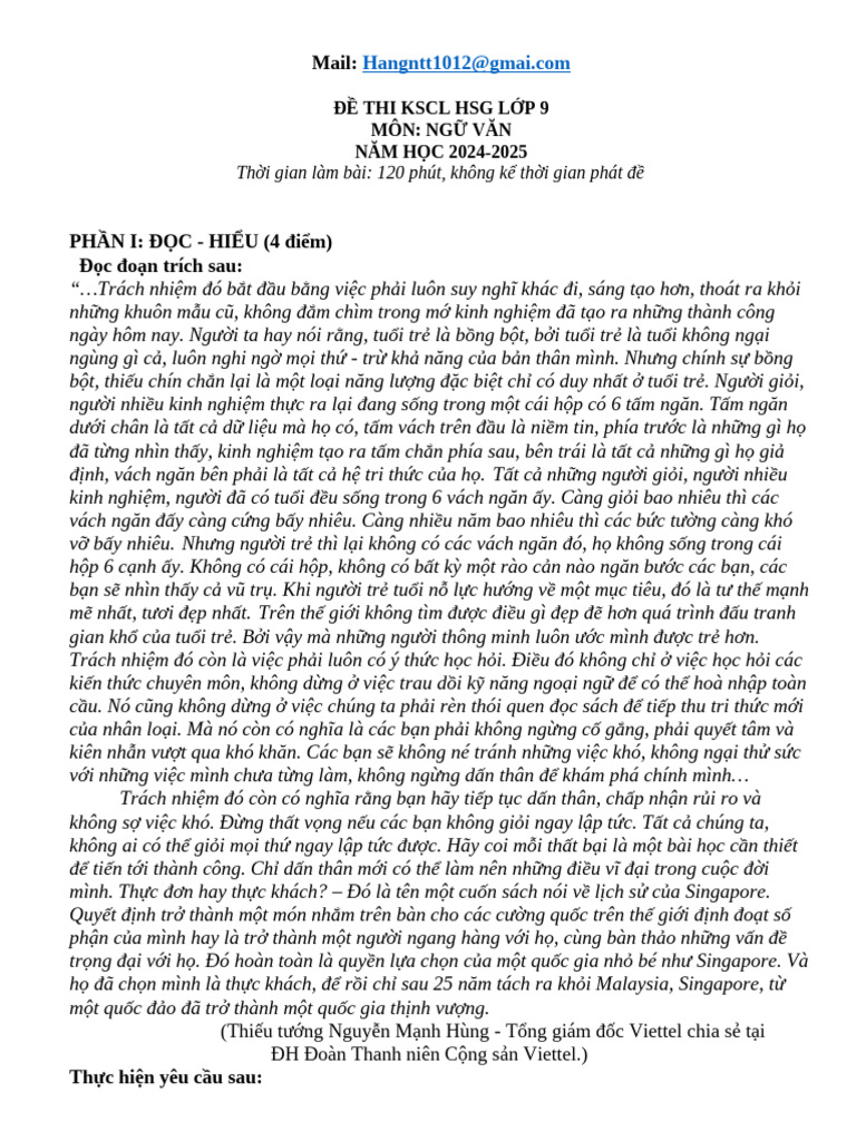 83.D Án HSG 9 | PDF