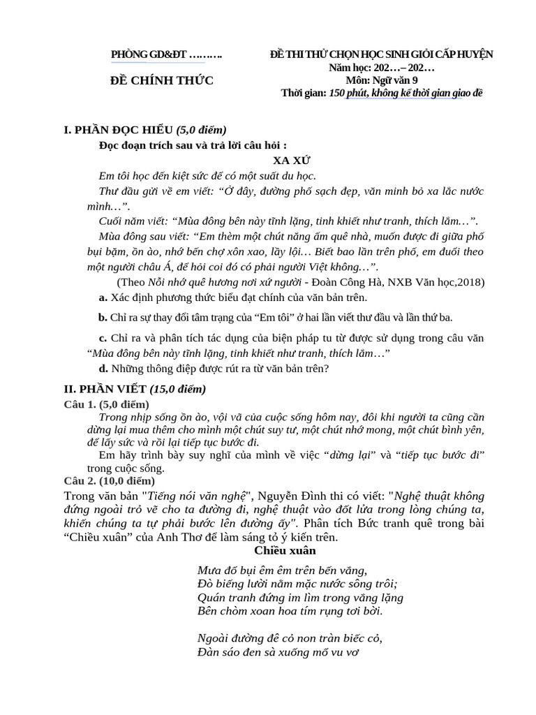 105.D Án HSG 9 | PDF